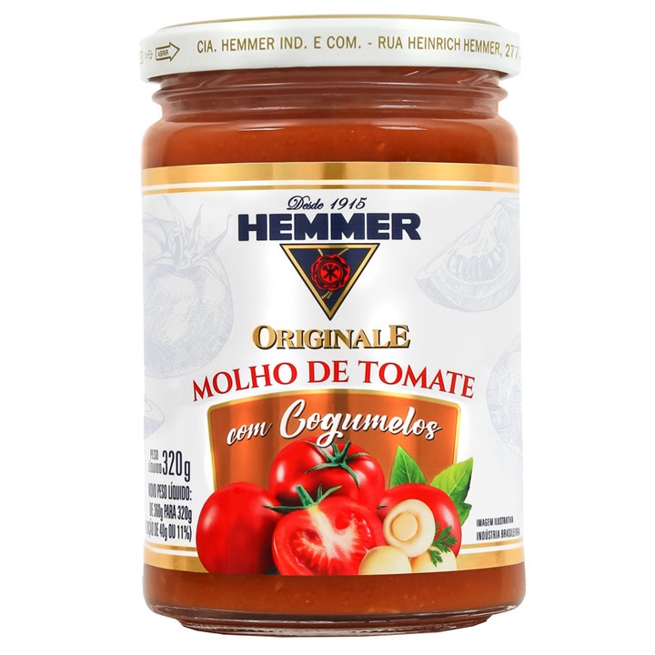 Molho Tomate com Cogumelo Originale Hemmer Vidro 320g | Dia Food Service